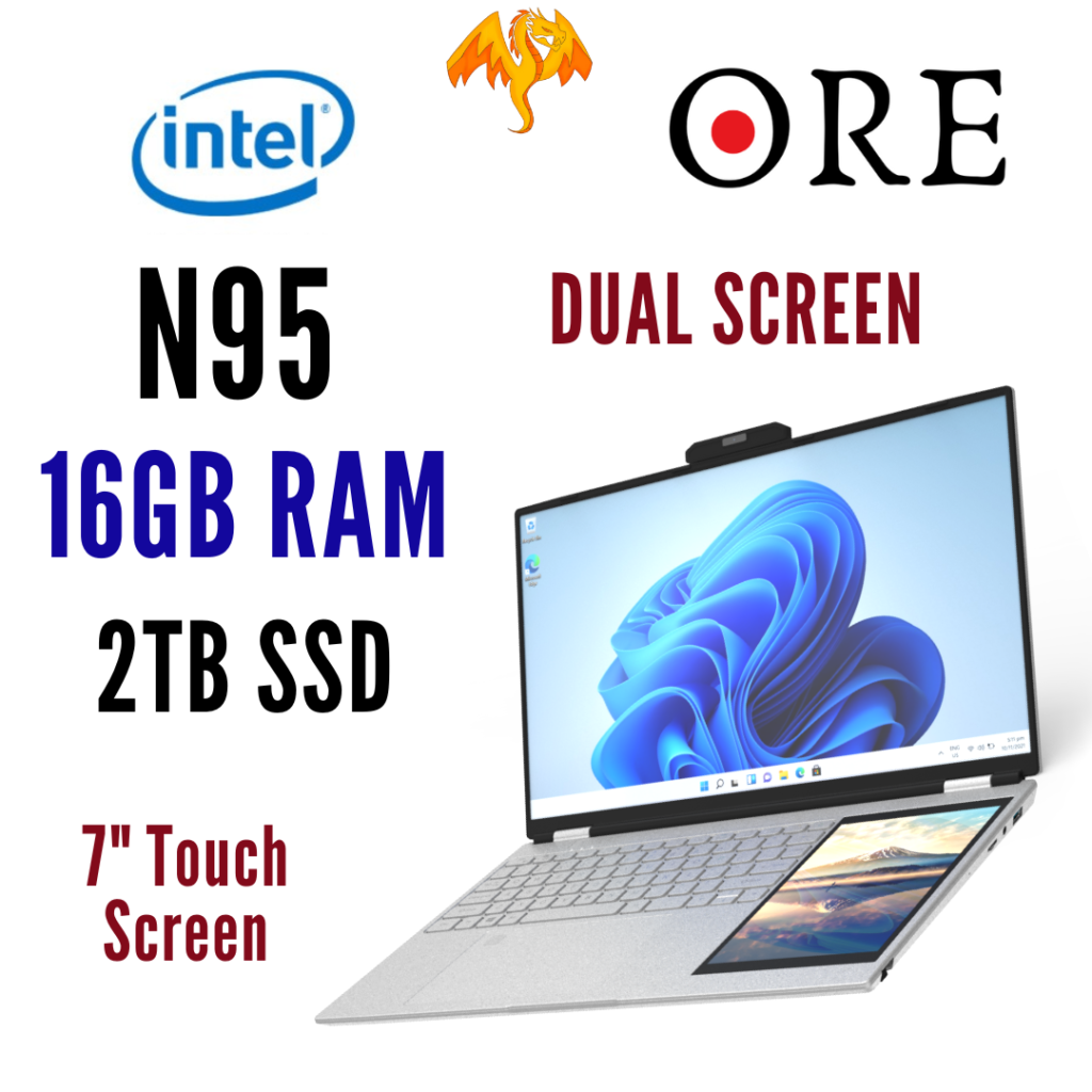 ORE DS7 Intel N95 15.6 inch Dual Screen Laptop Gaming Laptop DDR4 16GB ...